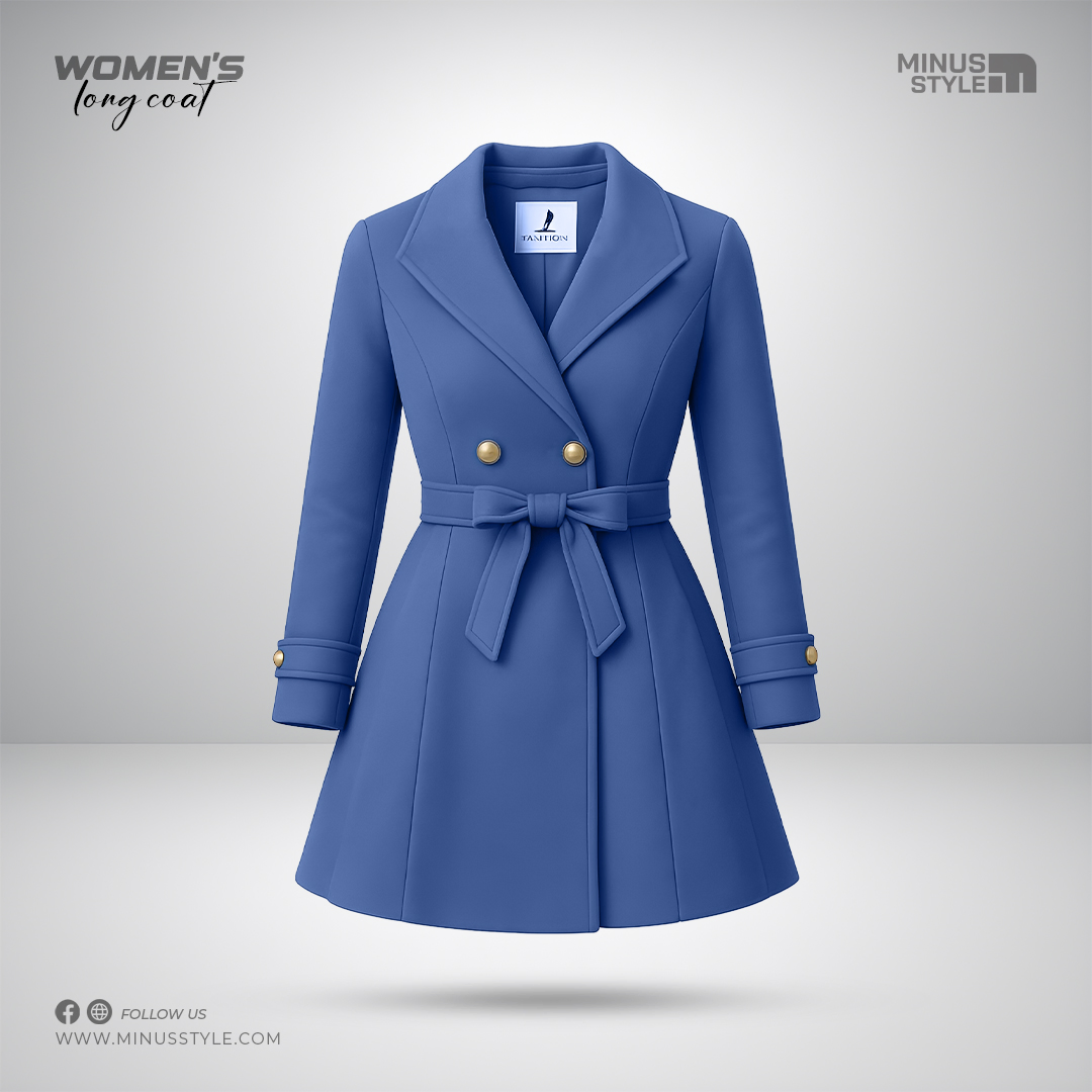 Woman Long Coat- Sky Blue - Travox.Shop