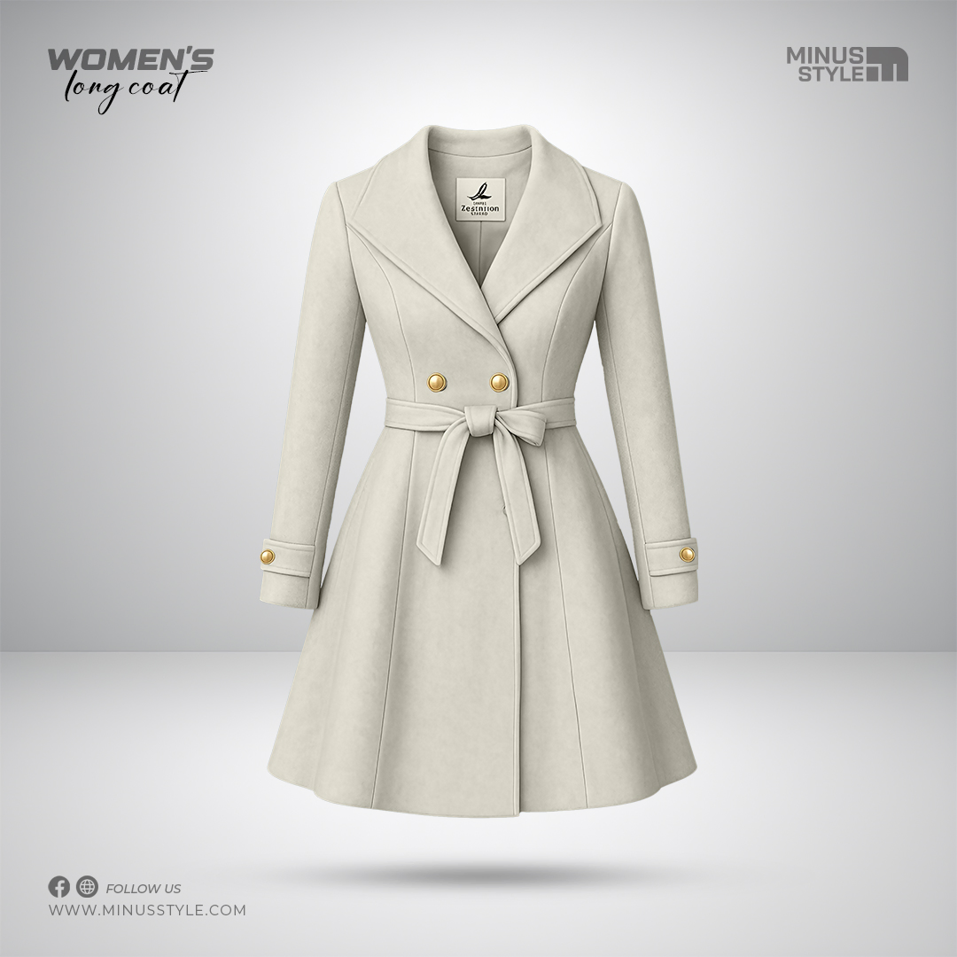 Woman Long Coat- Off White - Travox.Shop