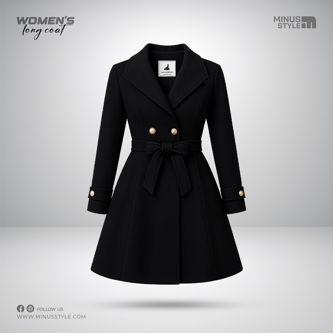 Woman Long Coat- Black - Travox.Shop