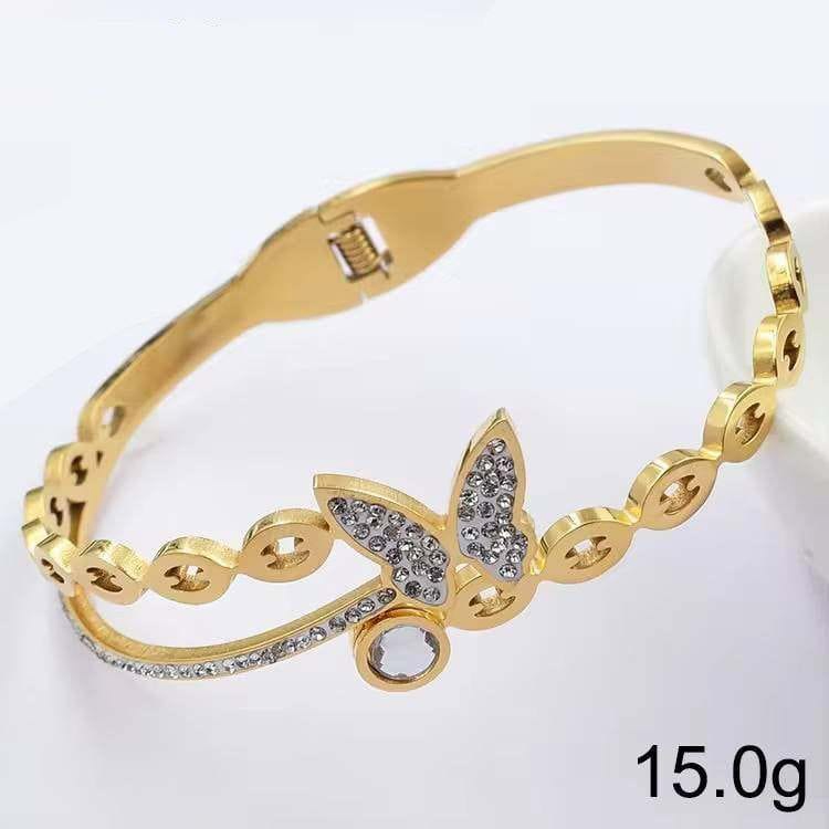 Crystal Butterfly Stainless Steel Bangle Bracelet - Choosy Shop
