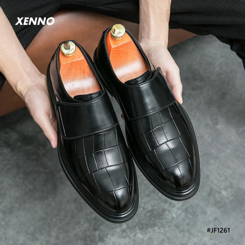 Business Men's Stone Pattern Leather Formal Shoes - Xenno
