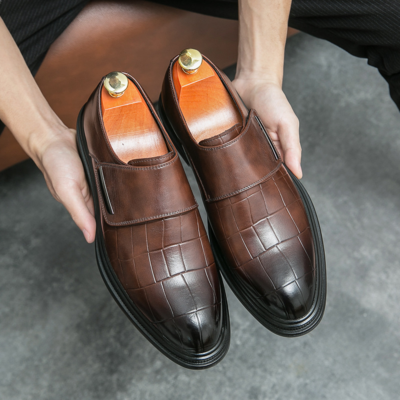 Business Men's Stone Pattern Leather Formal Shoes - Xenno