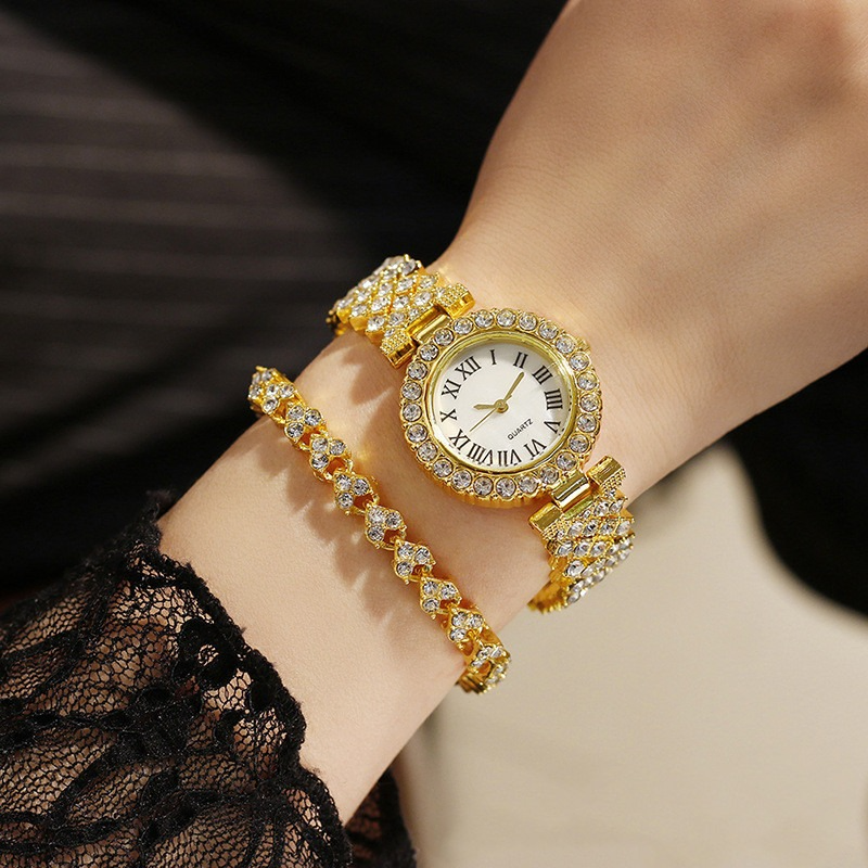 2 Pc Luxury Rhinestone Classy Ladies Wrist Watch - Only 99 Shop BD