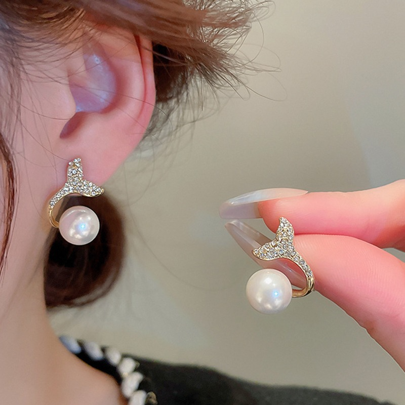 Korean New Fishtail Pearl Stud Earrings - Only 99 Shop BD