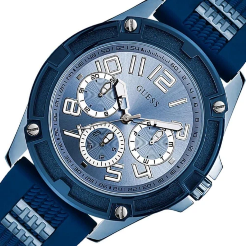 Guess Delta Blue Dial Blue Silicone Strap Watch for Men - Elite Club